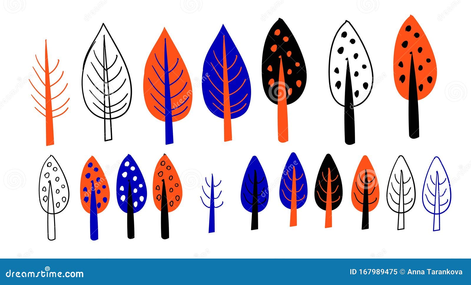 Large Set Of Design Elements Isolated On White Background Cartoon Trees Stock Vector