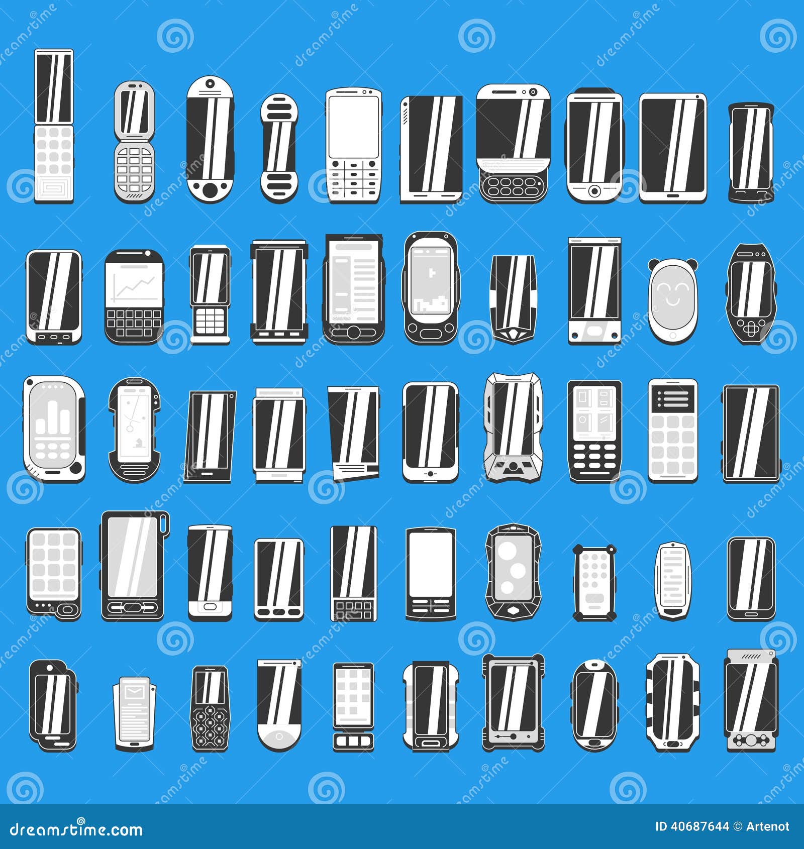 Large Set of Different Abstract Mobile Phones Part 1/2 Stock Vector ...