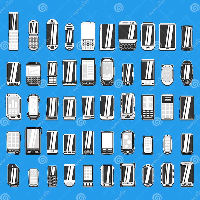 Large Set of Different Abstract Mobile Phones Part 1/2 Stock Vector ...