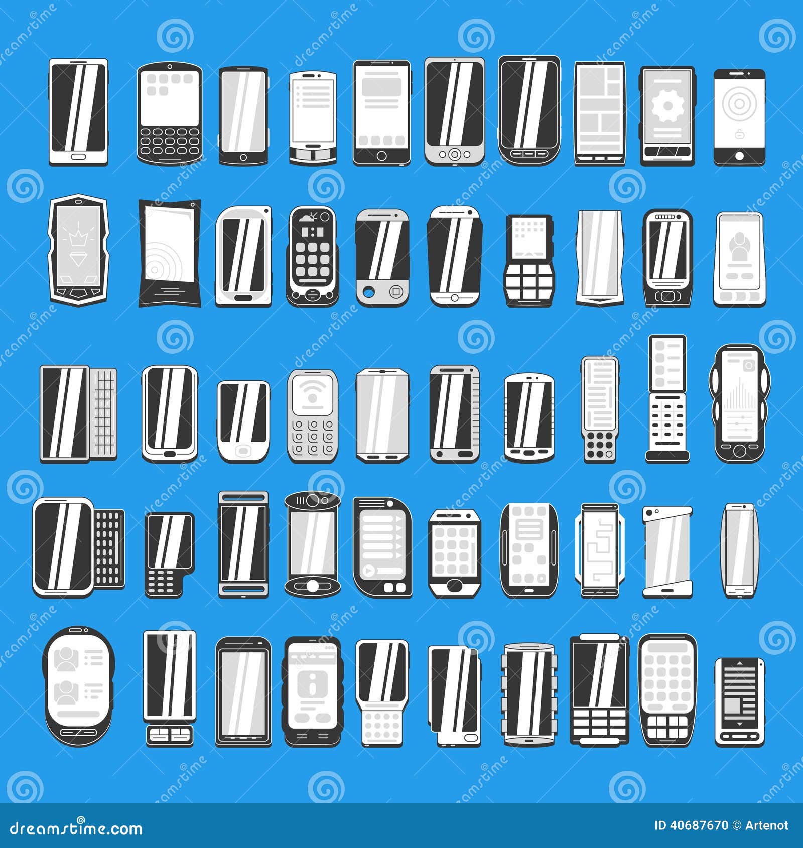 Large Set of Different Abstract Mobile Phones Part 2/2 Stock Vector ...