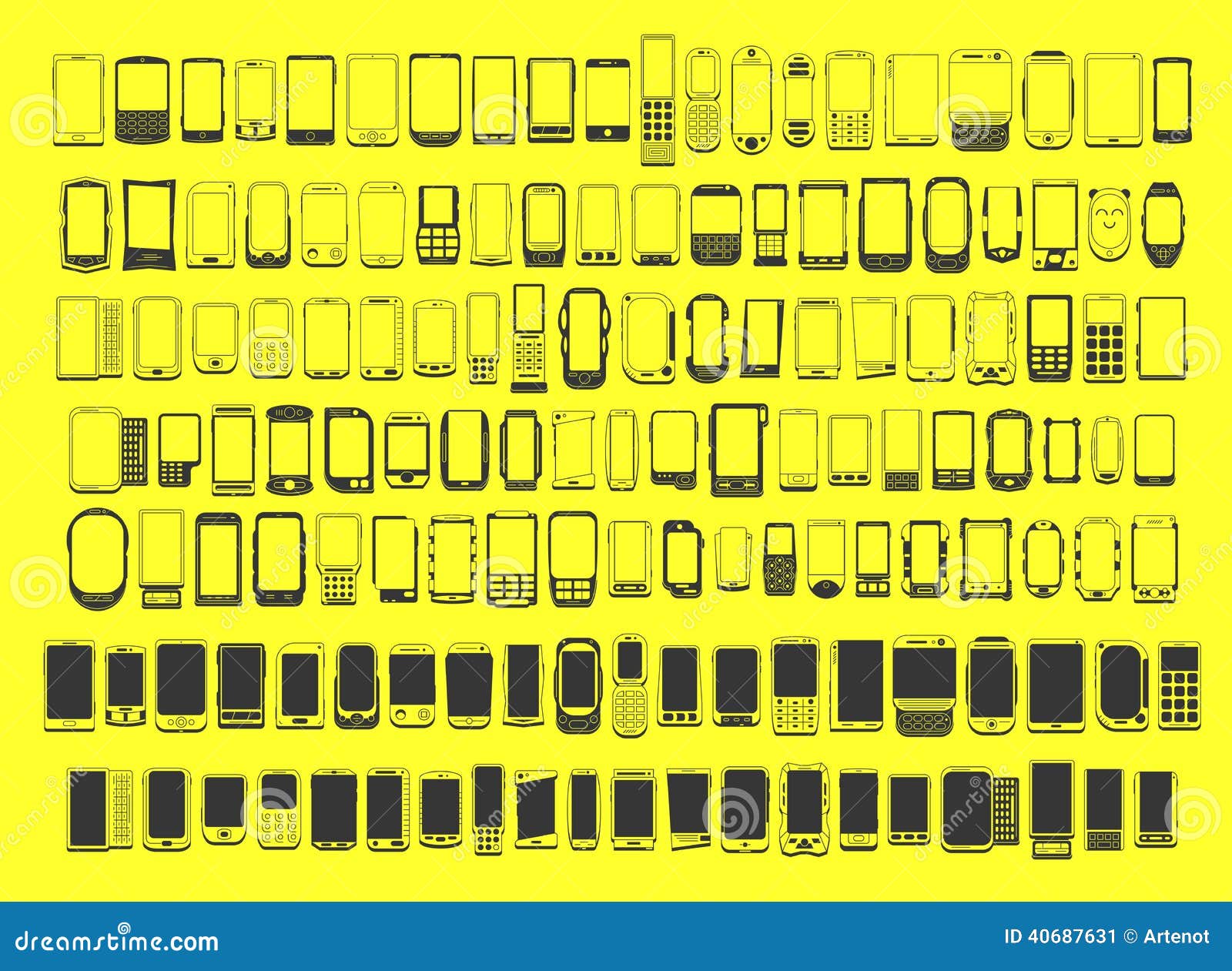 Large Set of Different Abstract 100 Mobile Phones Stock Vector ...