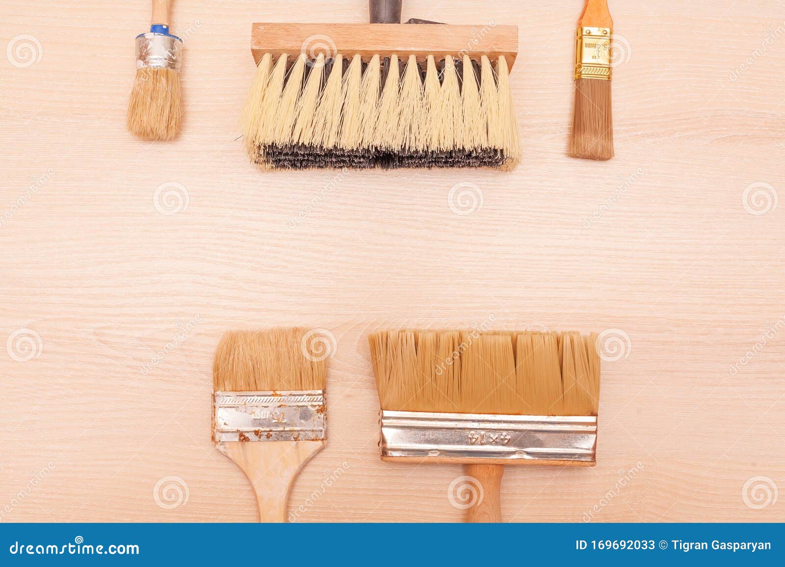 A Large Set of Different Construction Brushes. Stock Photo Set of ...