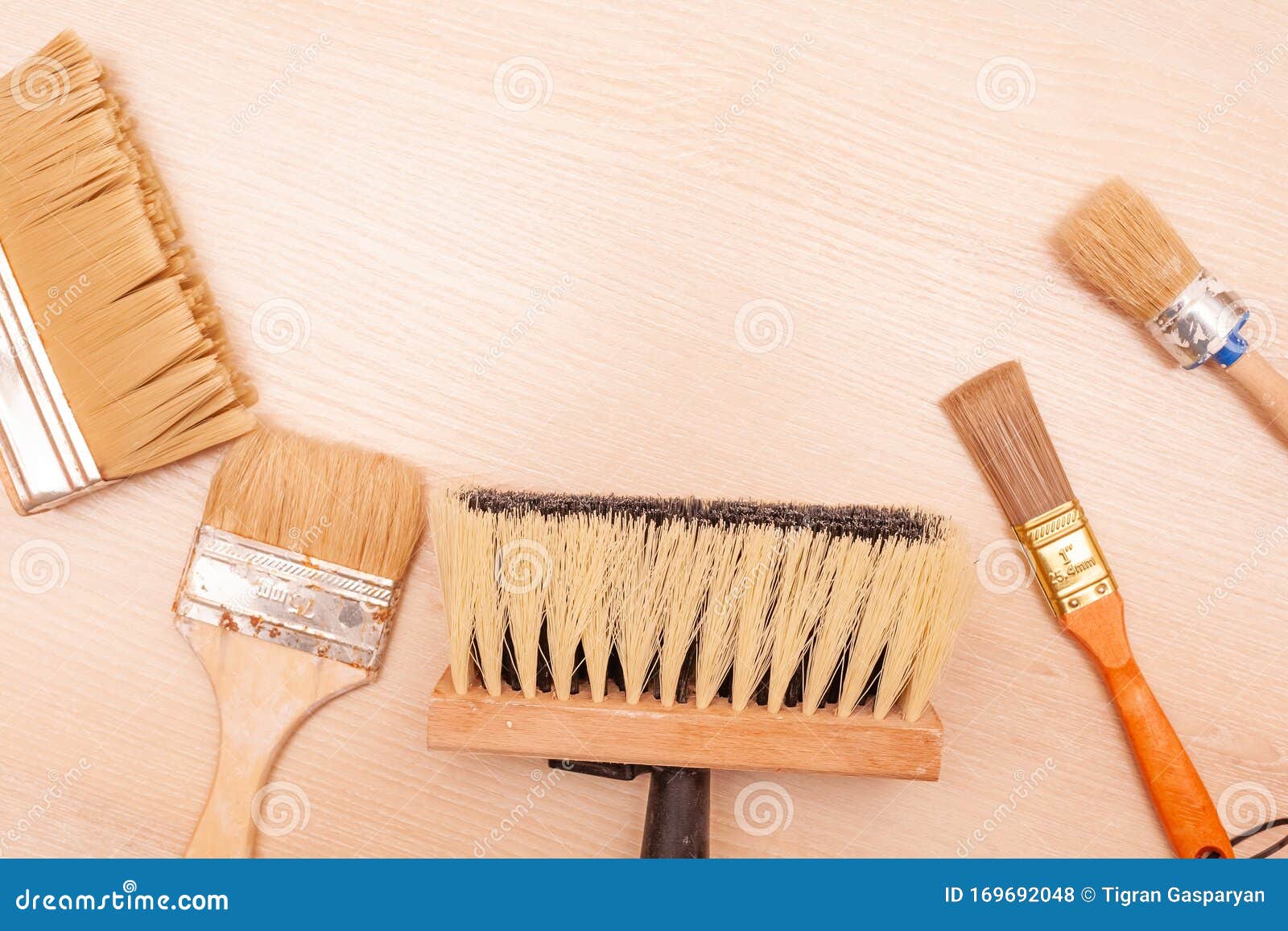 A Large Set of Different Construction Brushes. Stock Photo Set of ...