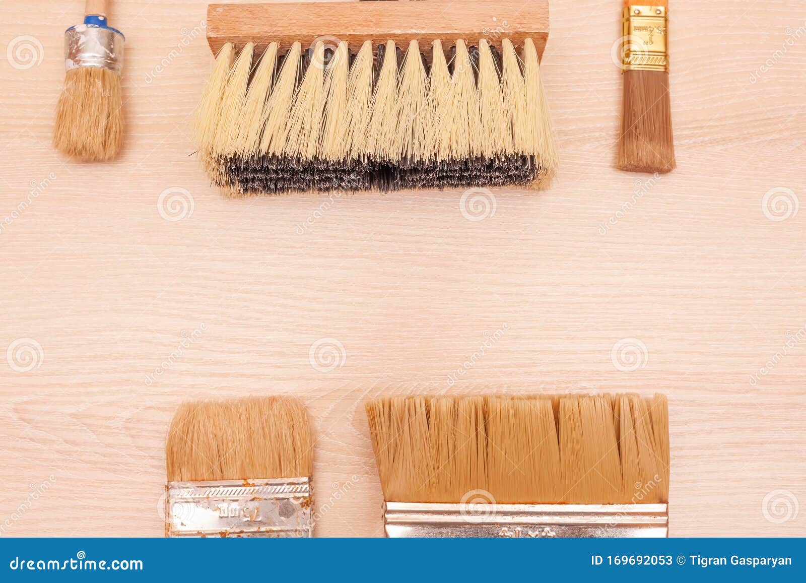 A Large Set of Different Construction Brushes. Stock Photo Set of ...