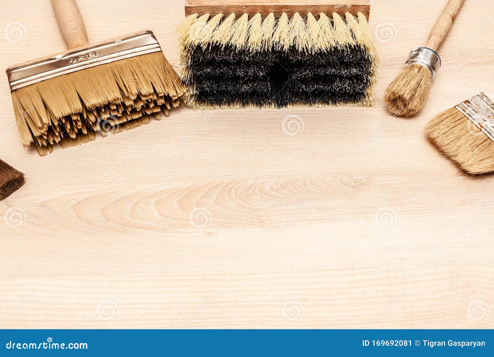 A Large Set of Different Construction Brushes. Stock Photo Set of ...