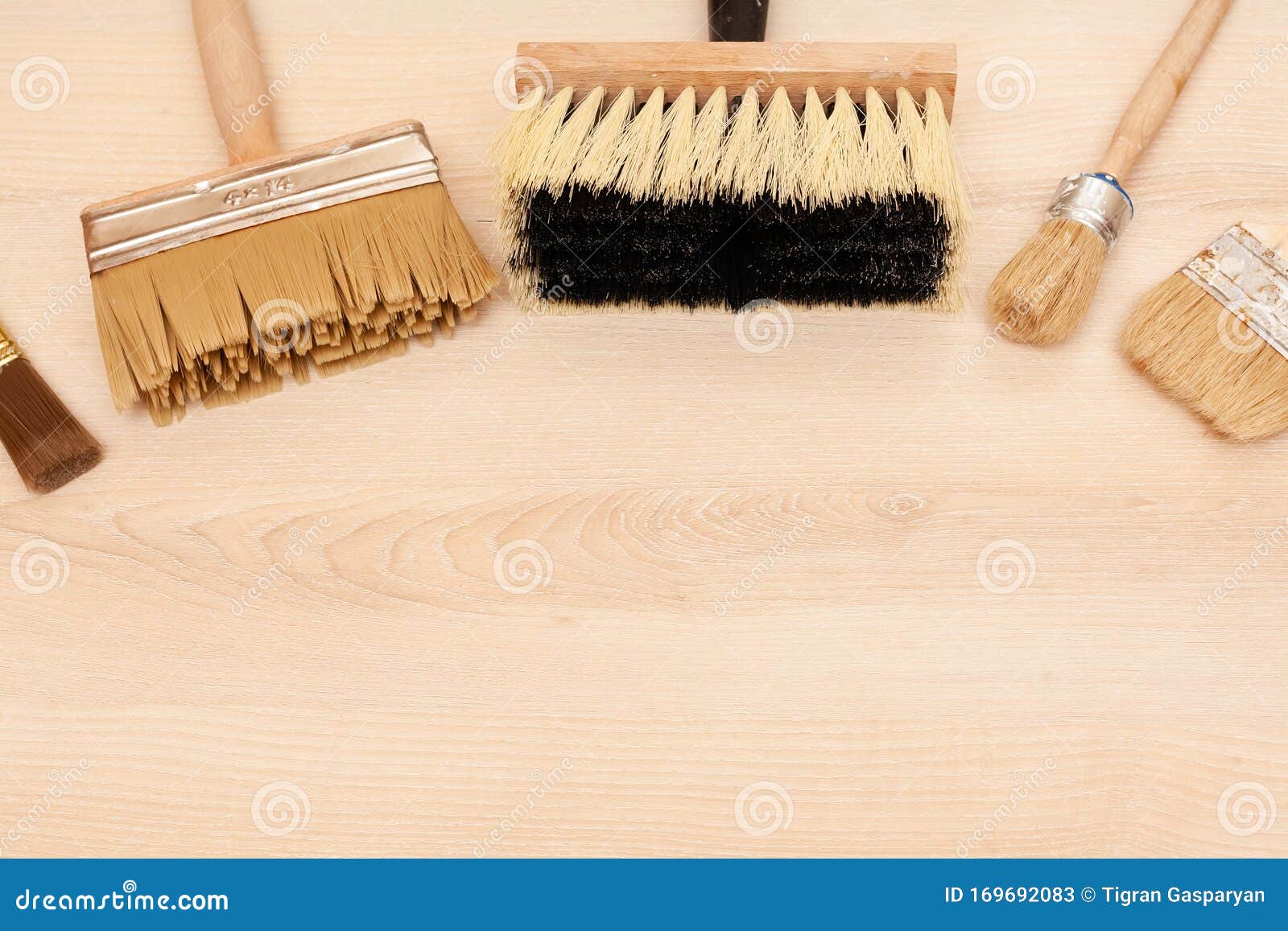 A Large Set of Different Construction Brushes. Stock Photo Set of ...