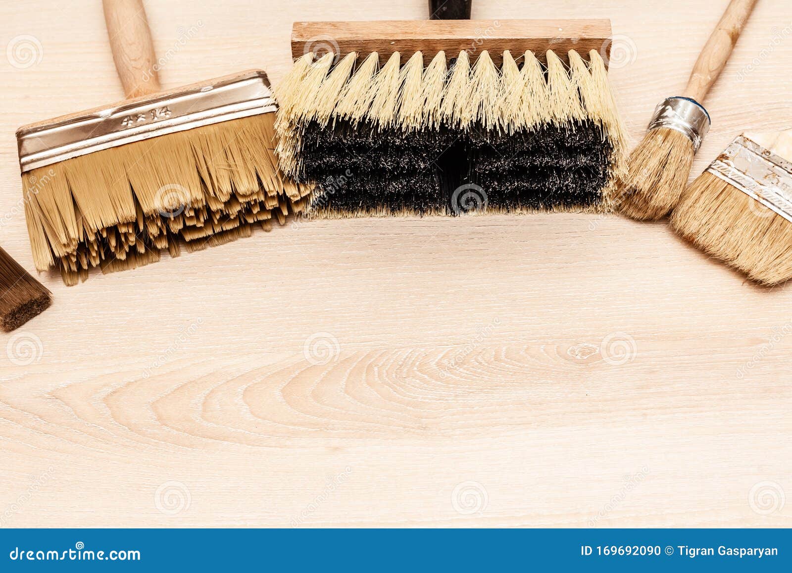 A Large Set of Different Construction Brushes. Stock Photo Set of ...