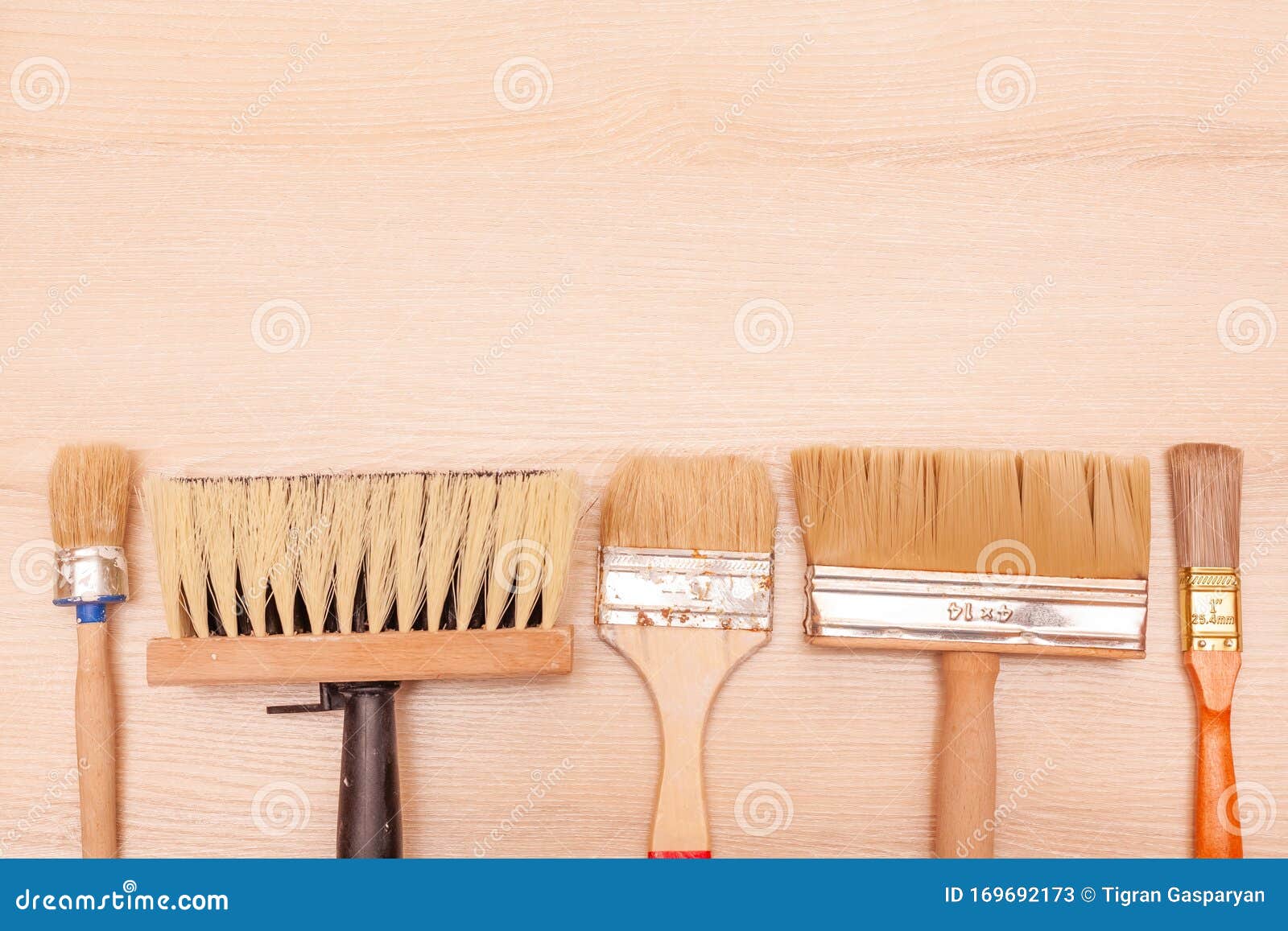 A Large Set of Different Construction Brushes. Stock Photo Set of ...