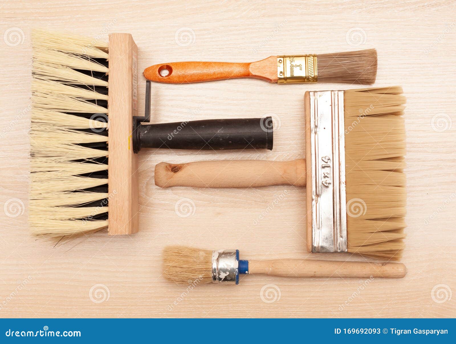 A Large Set of Different Construction Brushes. Stock Photo Set of ...