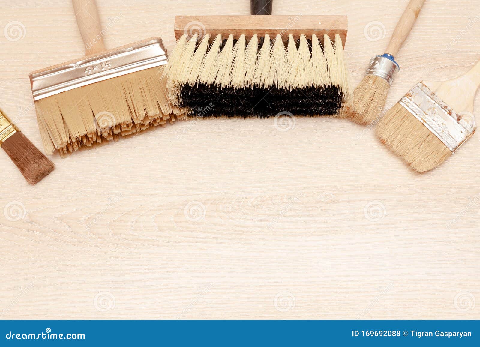 A Large Set of Different Construction Brushes. Stock Photo Set of ...