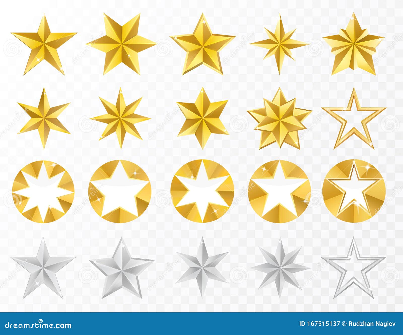 Large Set of 20 Different Dimensional Star Designs Stock Vector ...