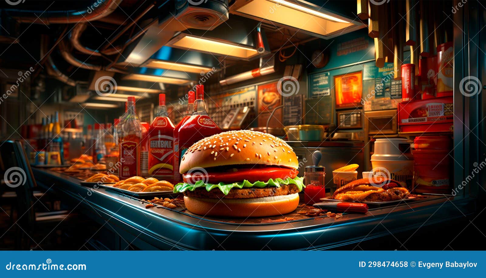 Large Set of Different Fast Food, Junk Food - AI Generated Image Stock ...