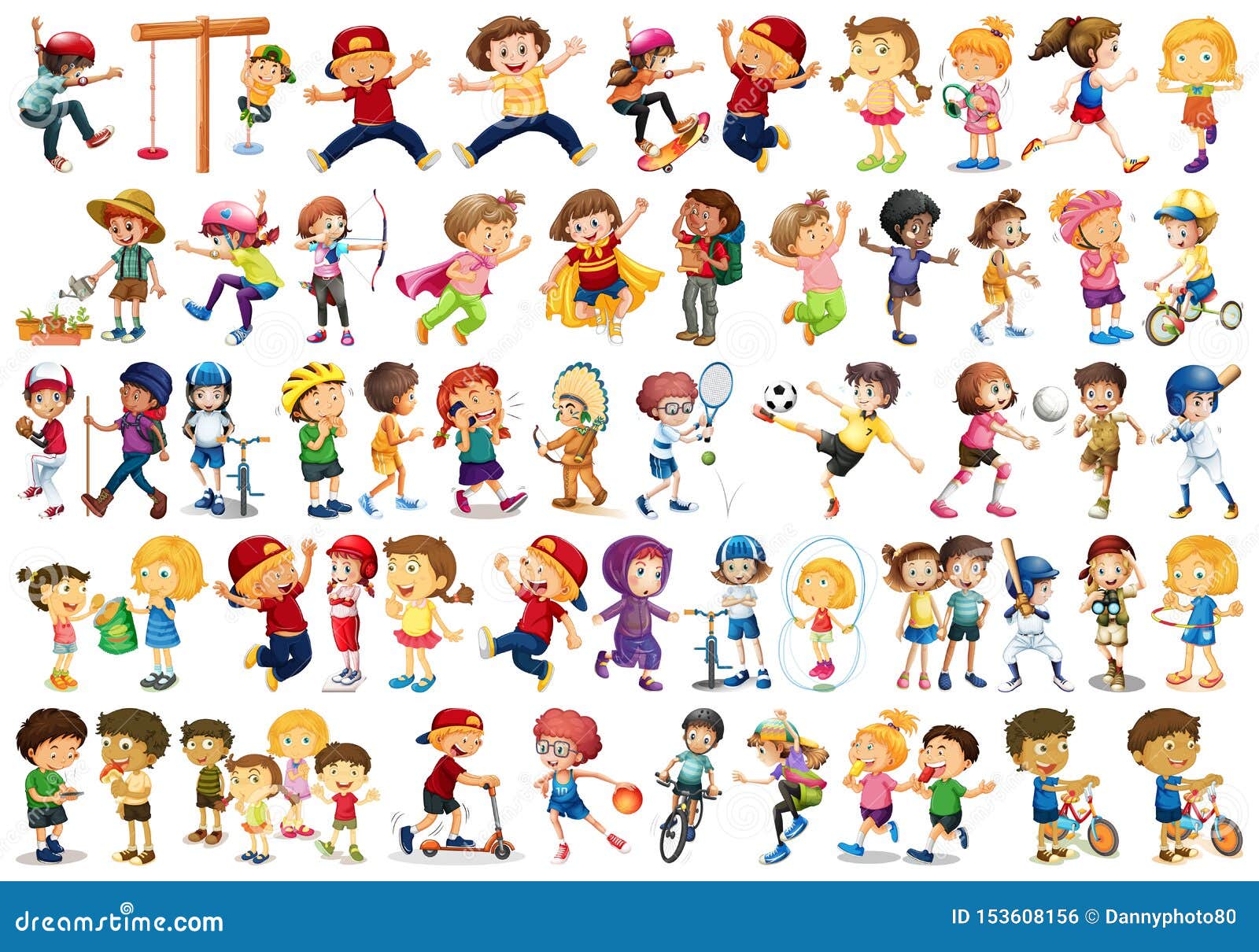 Large Set of Different Kids Stock Vector - Illustration of differet ...