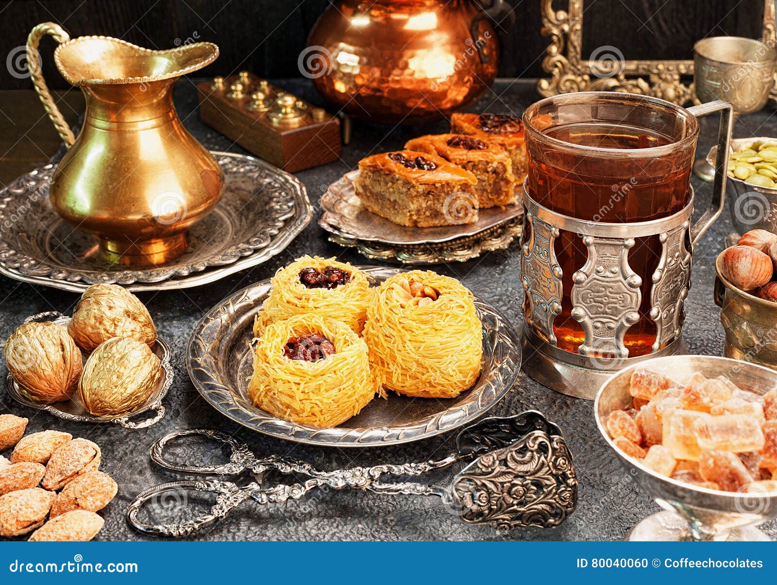 Large Set of Eastern, Arab, Turkish Sweets Stock Photo - Image of ...