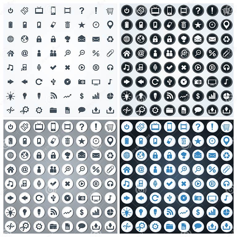 Large Set of Elegant Web Icons Stock Vector - Illustration of chart ...