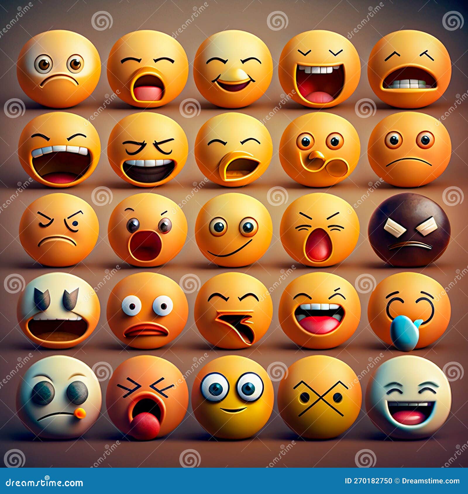 A Large Set of Emojis of Different Shapes. Express Different Emotions ...