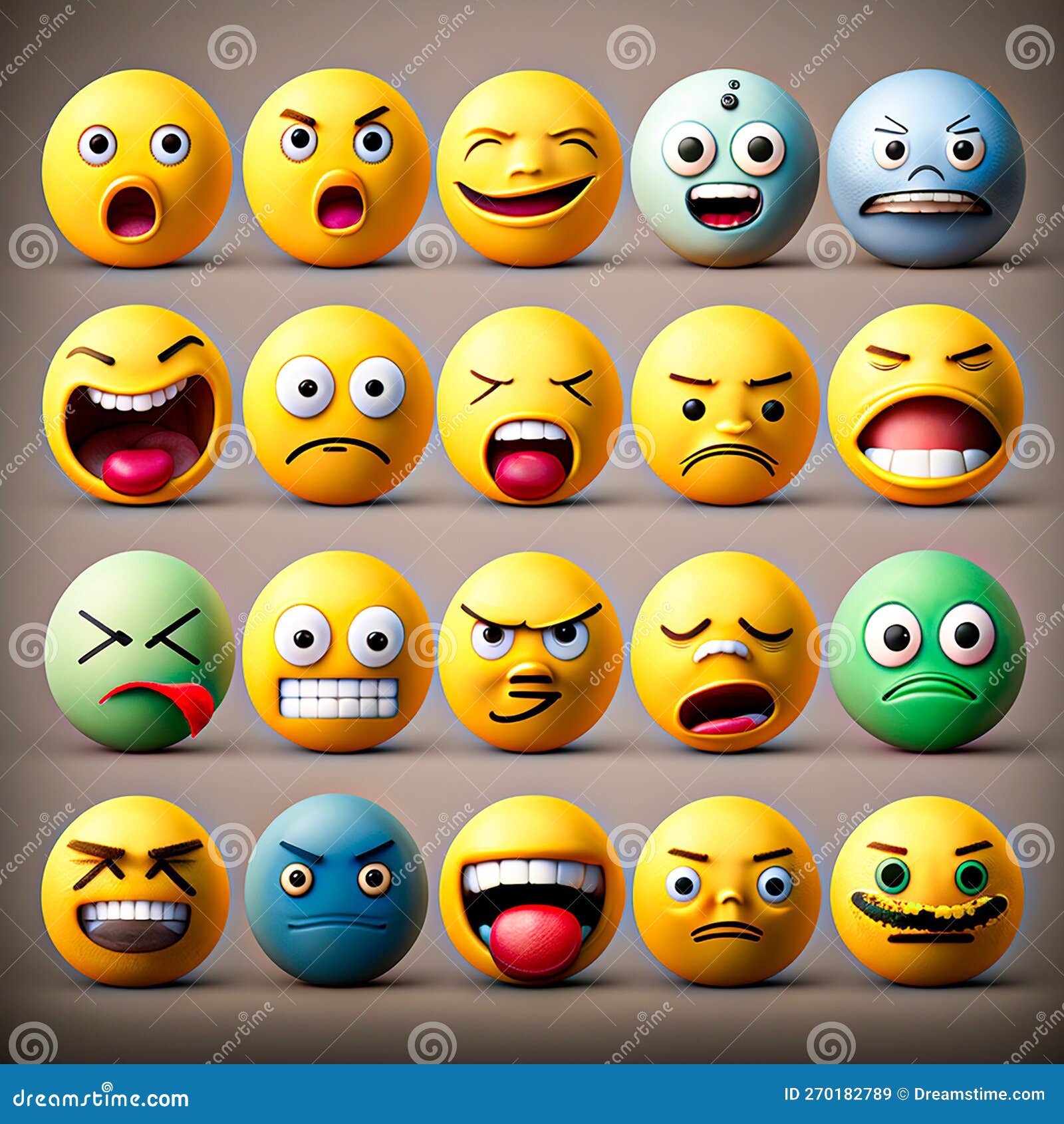 A Large Set of Emojis of Different Shapes. Express Different Emotions ...