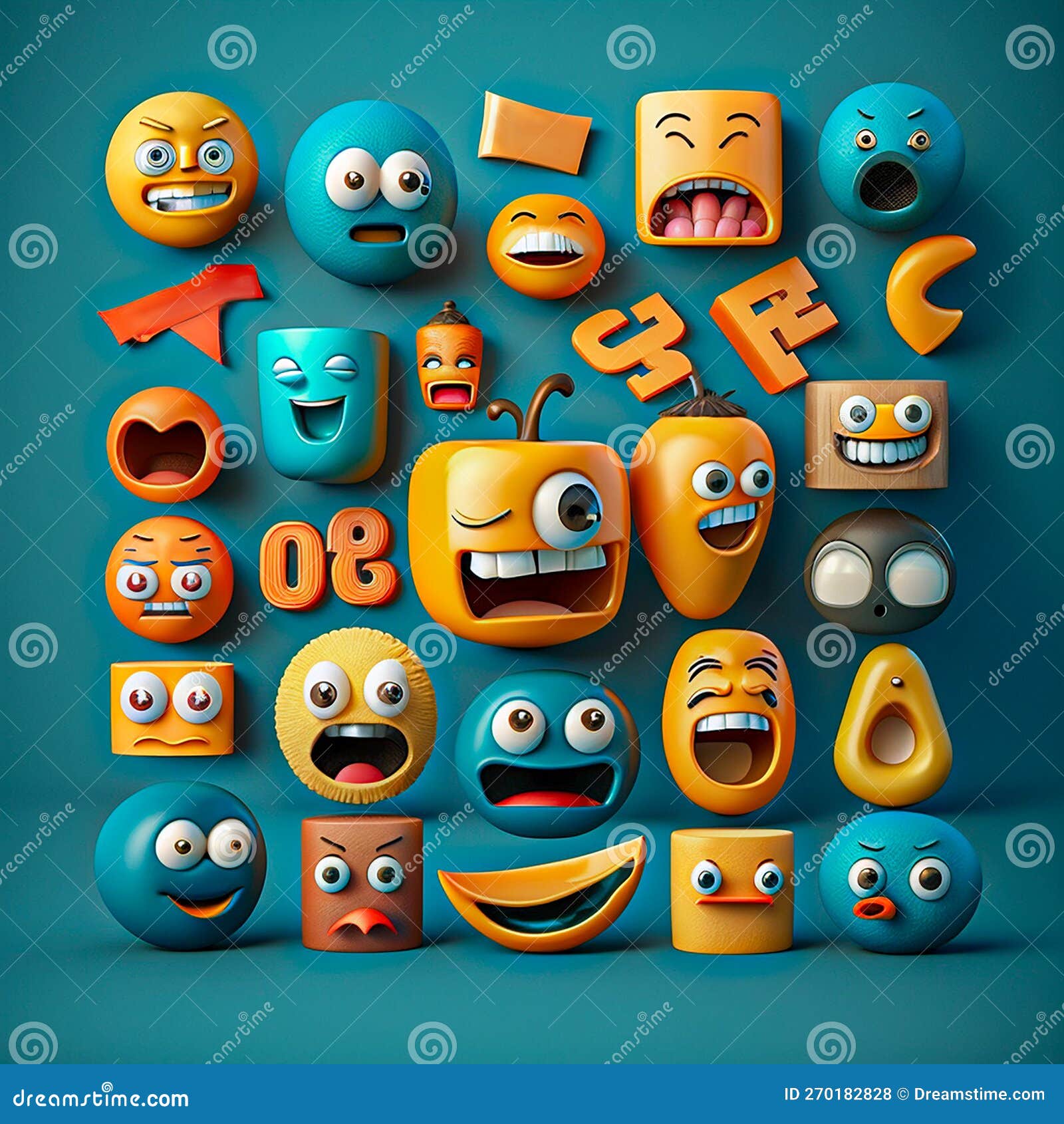 A Large Set of Emojis of Different Shapes. Express Different Emotions ...