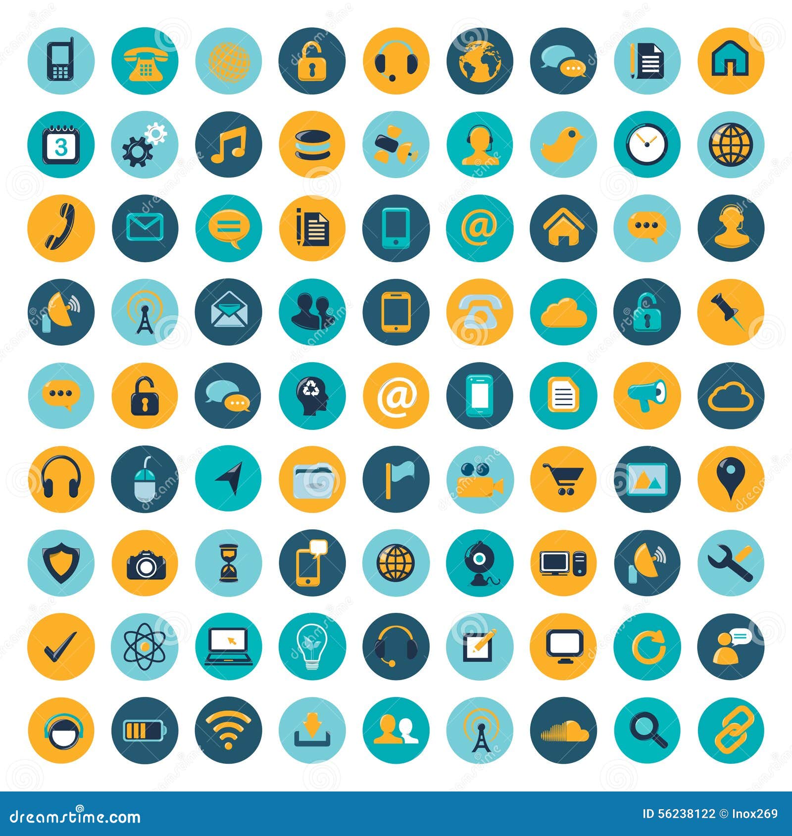 Large Set(81) of Flat Computer Icons Stock Vector - Illustration of ...