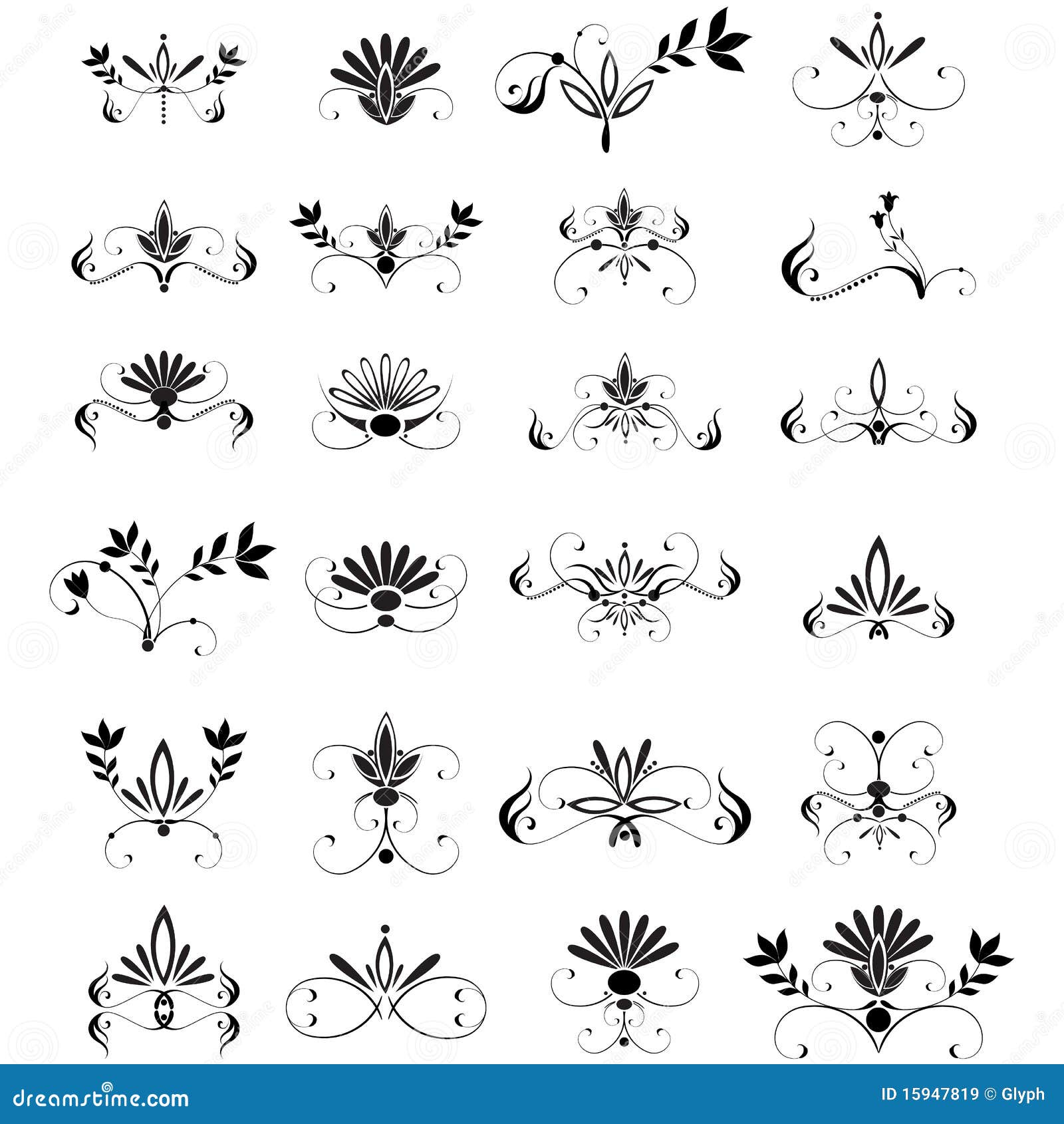 Large Set of Floral Design Elements Stock Vector - Illustration of ...