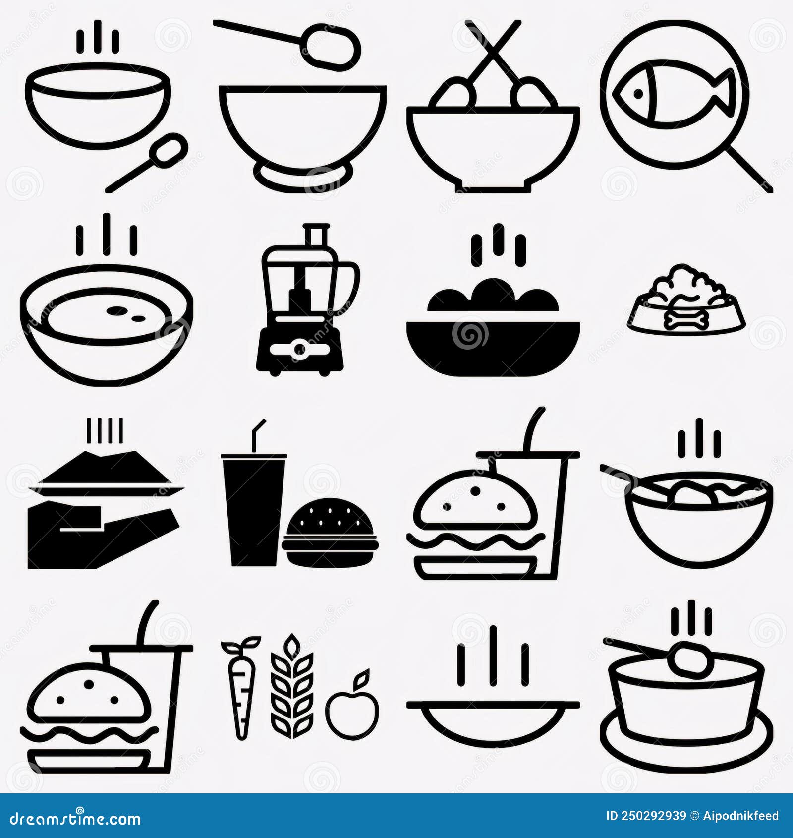Big Set of Food Icons in Vector Stock Illustration - Illustration of ...