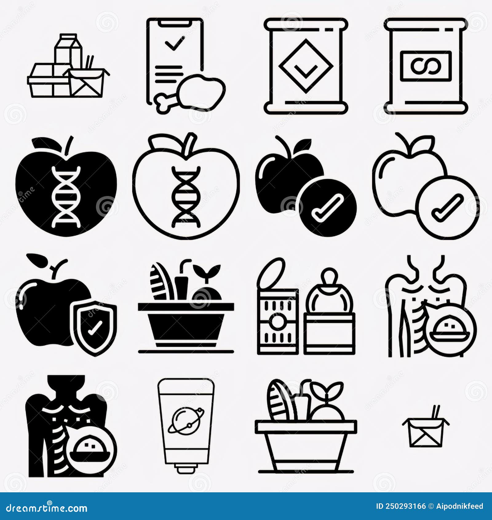 Big Set of Food Icons in Vector Stock Illustration - Illustration of ...