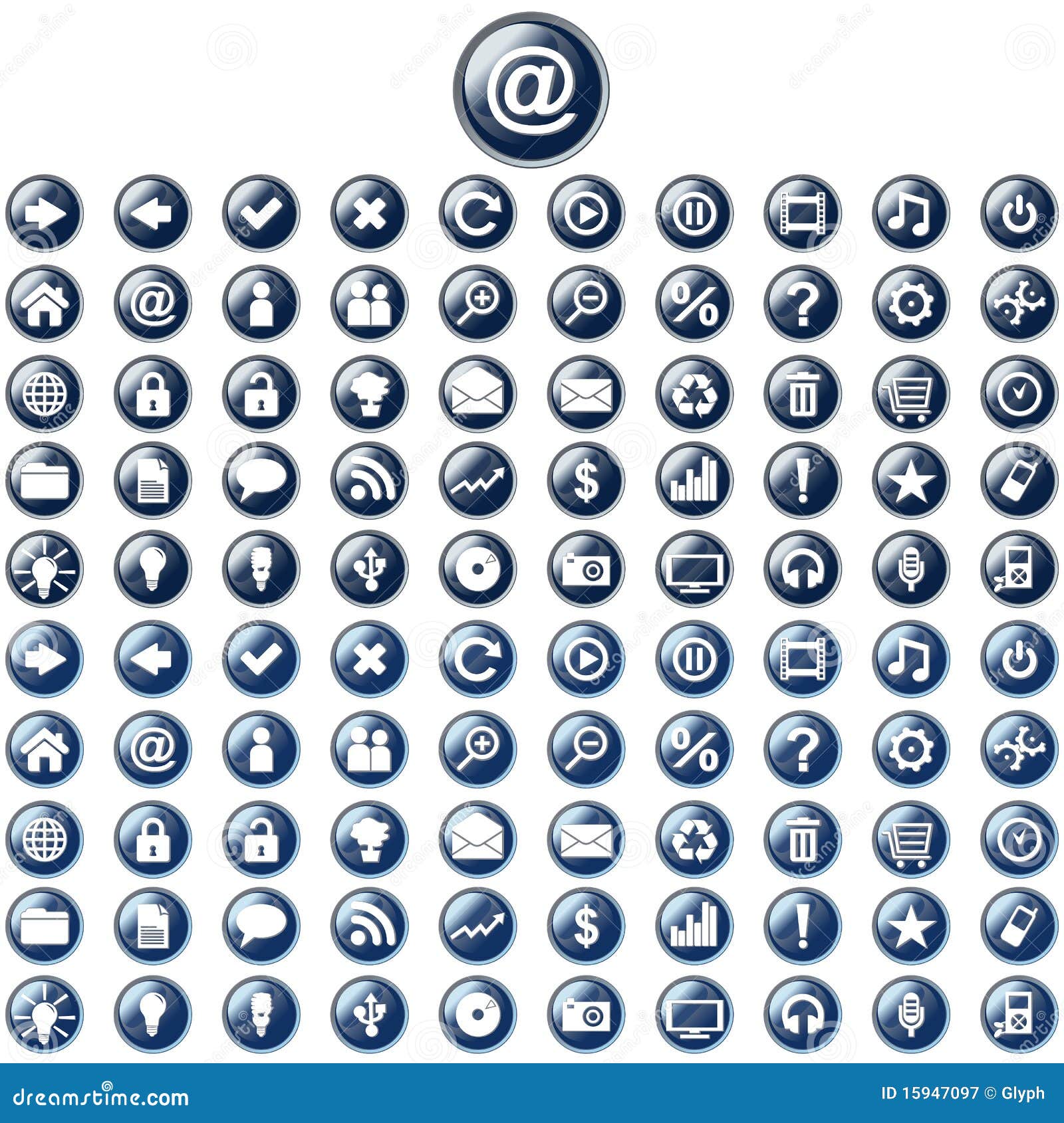 Large Set of Glossy Blue Web Buttons Stock Vector - Illustration of ...