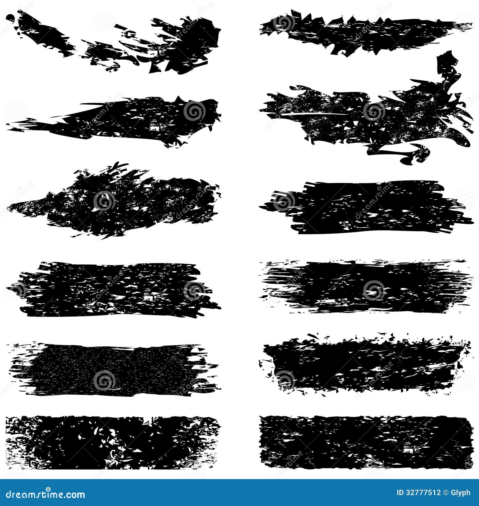 Large Set of Grunge Brush Strokes Stock Vector - Illustration of border ...
