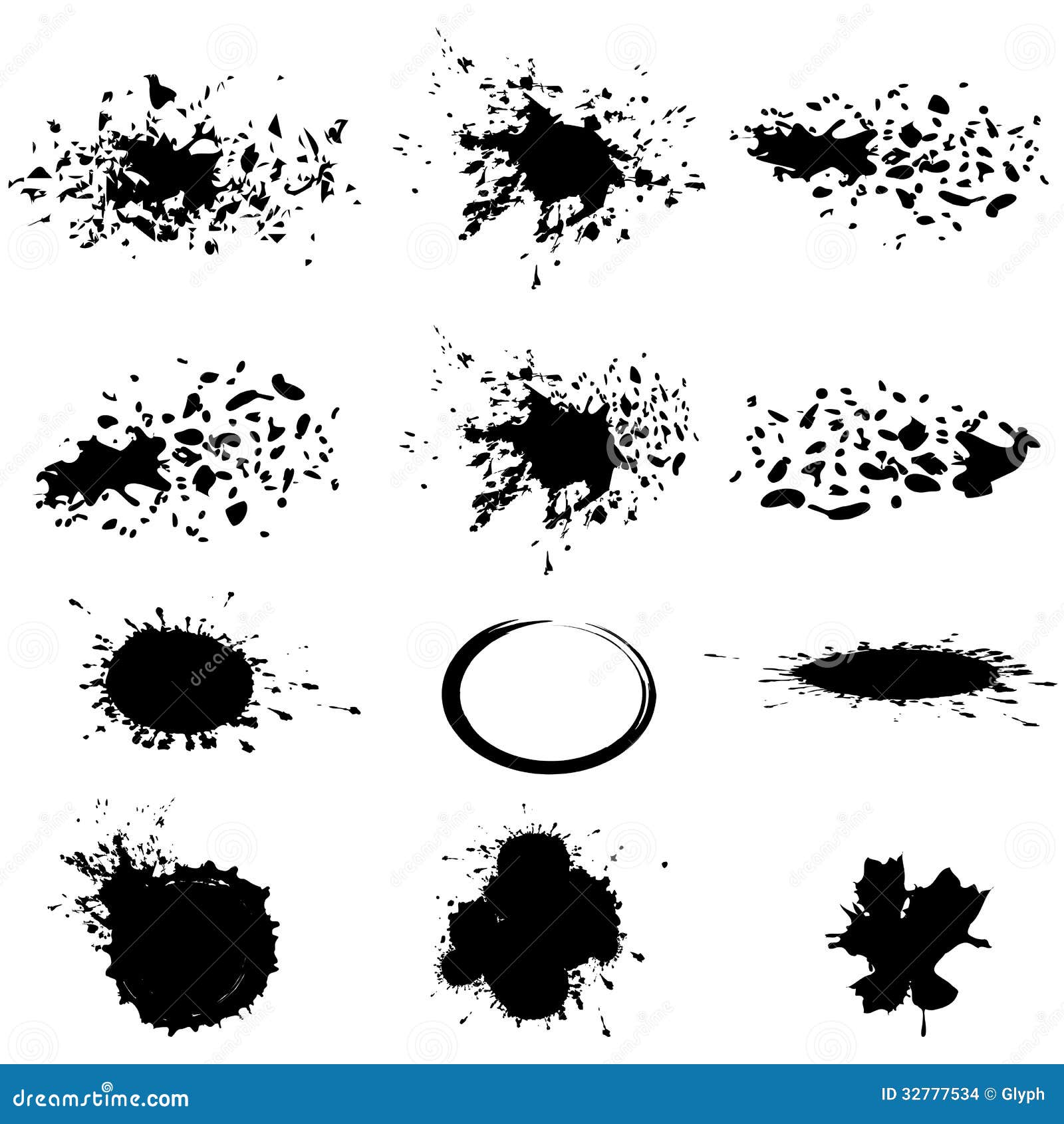 Large Set of Grunge Splatters Stock Vector - Illustration of artistic ...