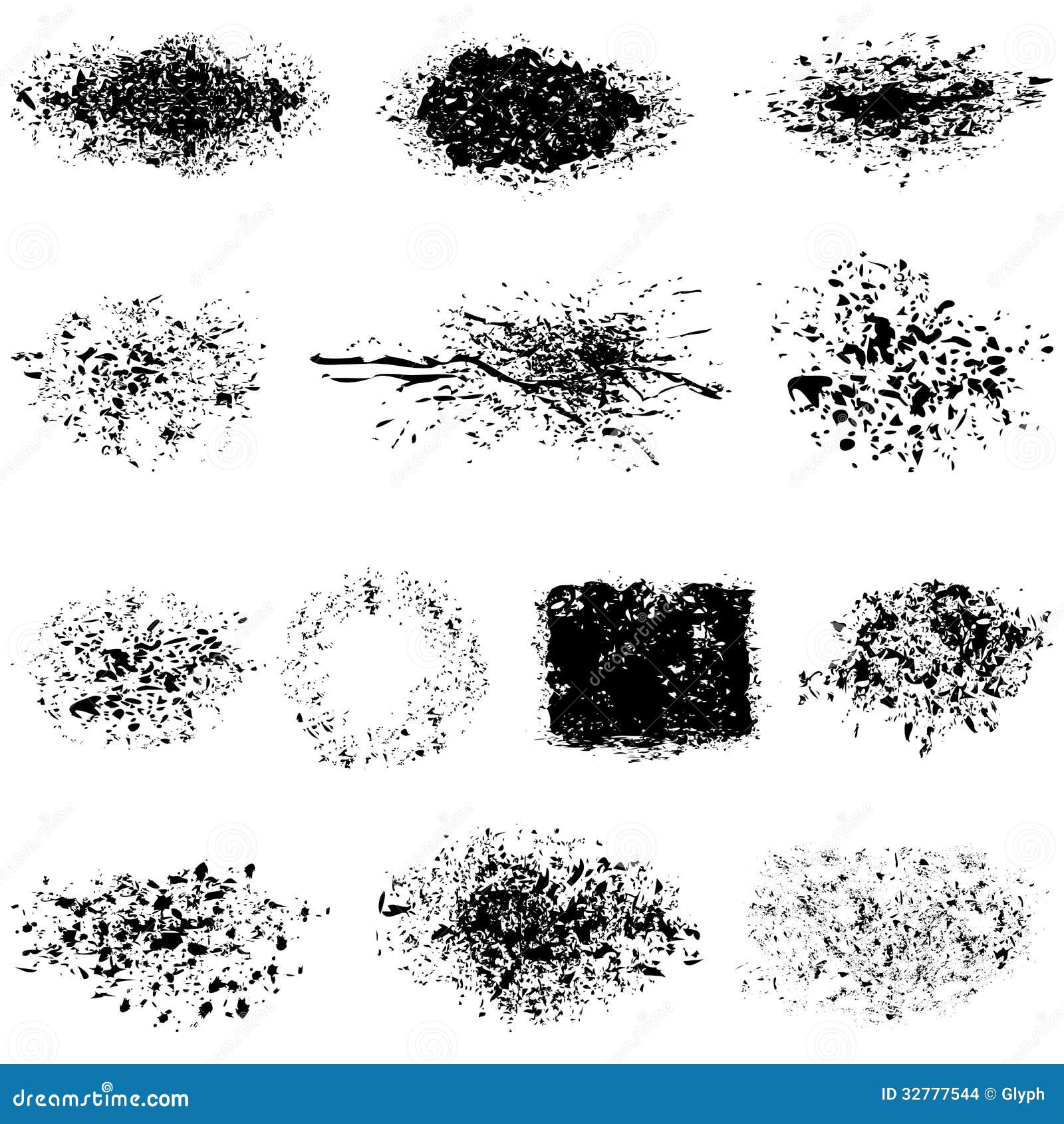 Large Set of Grunge Splatters Stock Vector - Illustration of graphic ...