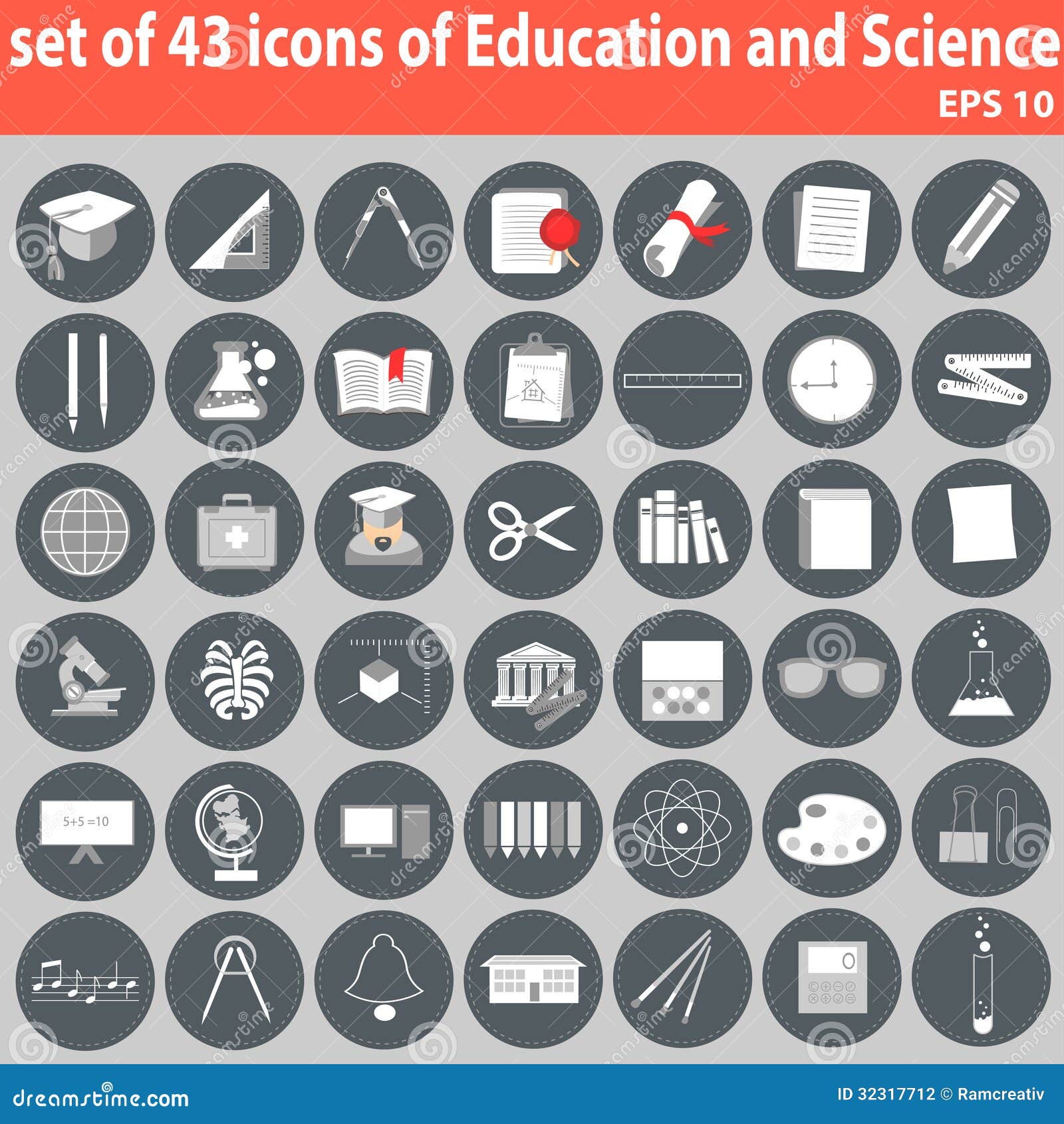 Large Set of Icons of Education and Science Stock Vector - Illustration ...
