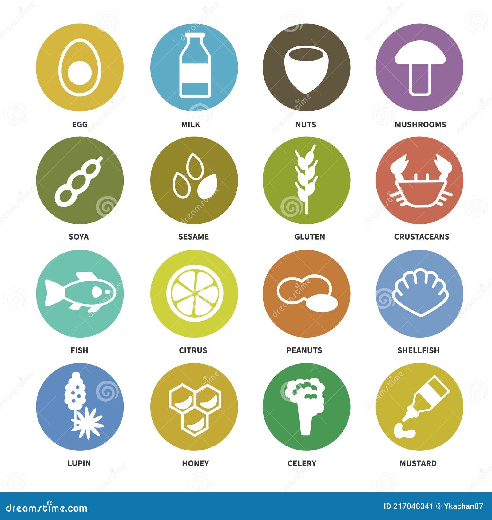 Large Set of Icons with the Main Allergens in Food Stock Vector ...