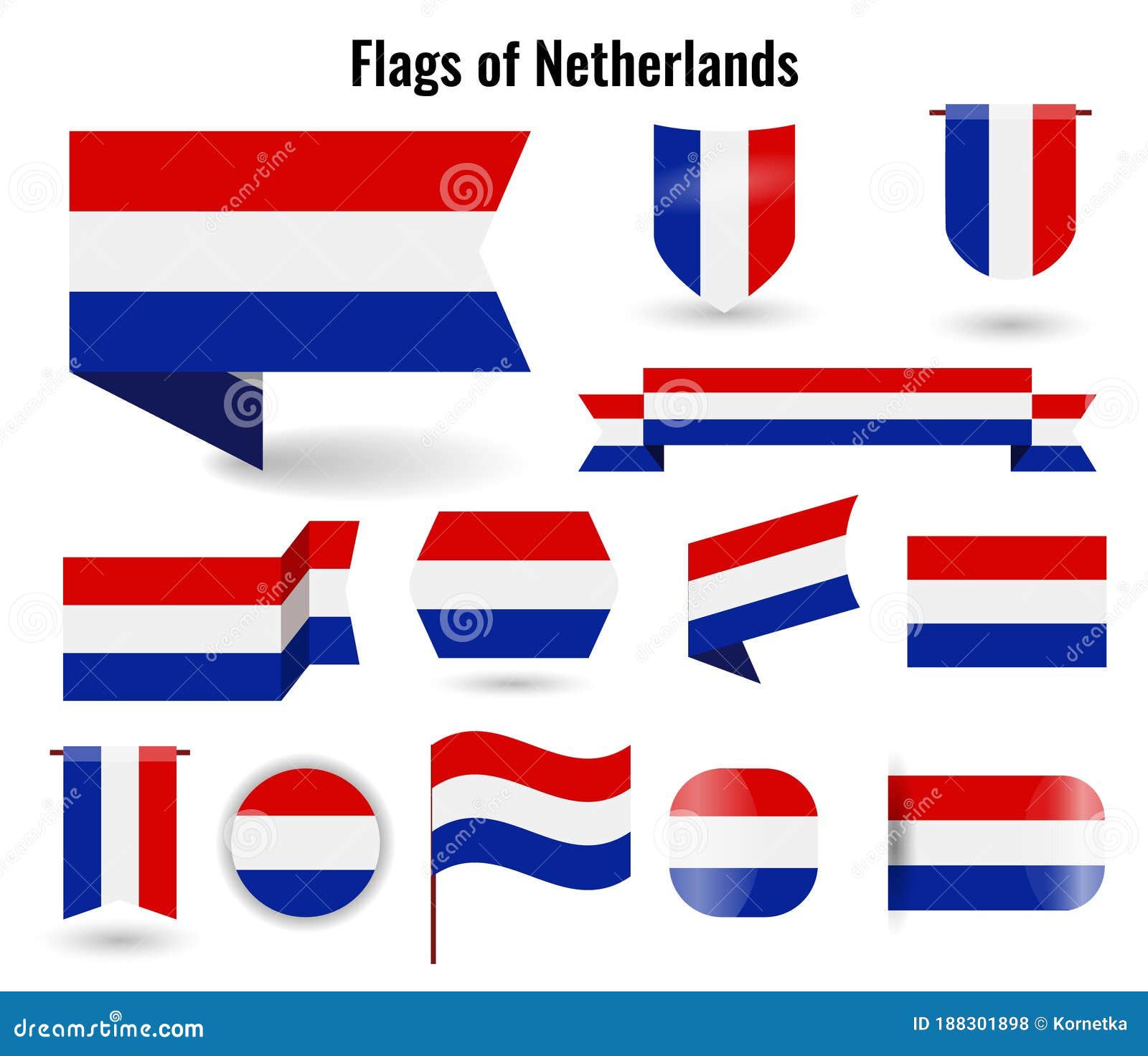 A Large Set of Icons and Signs with the Flag of the Netherlands. Stock ...