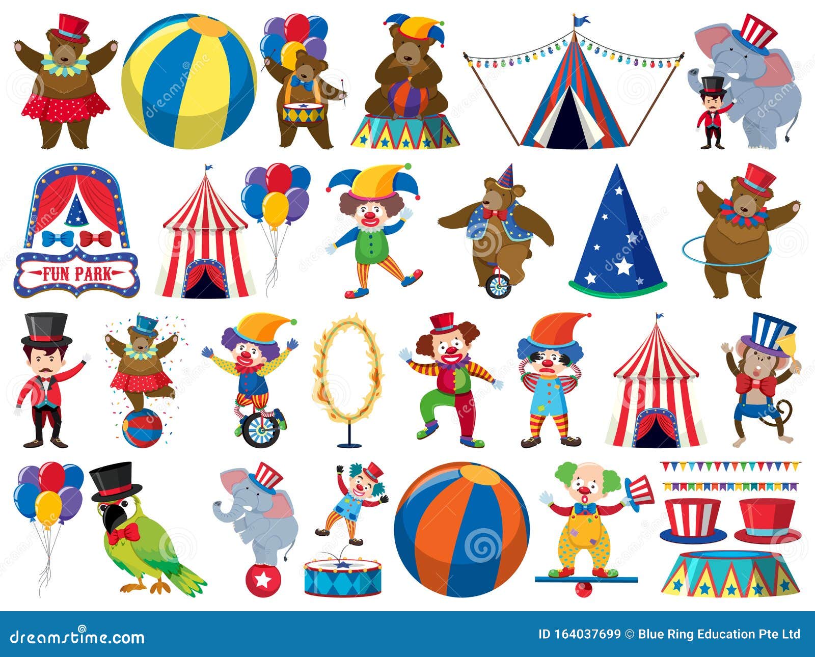 Large Set of Isolated Objects of Circus Stock Vector - Illustration of ...