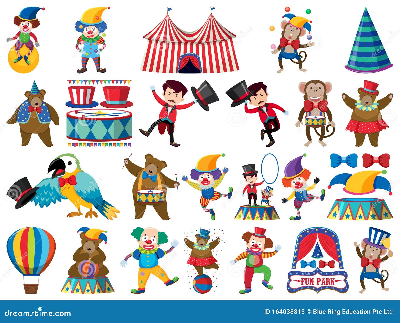 Large Set of Isolated Objects of Circus Stock Vector - Illustration of ...