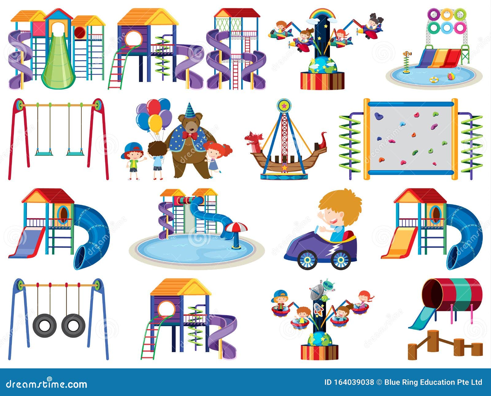 Large Set of Isolated Objects of Kids and Circus Stock Vector ...