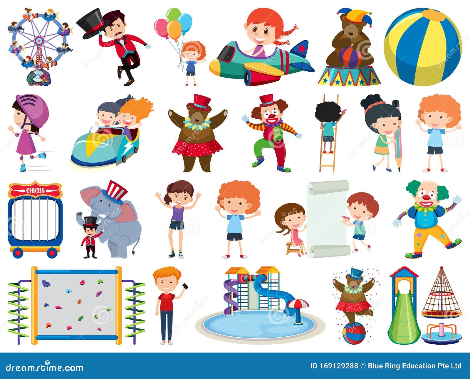 Large Set of Isolated Objects of Kids and Circus Stock Vector ...