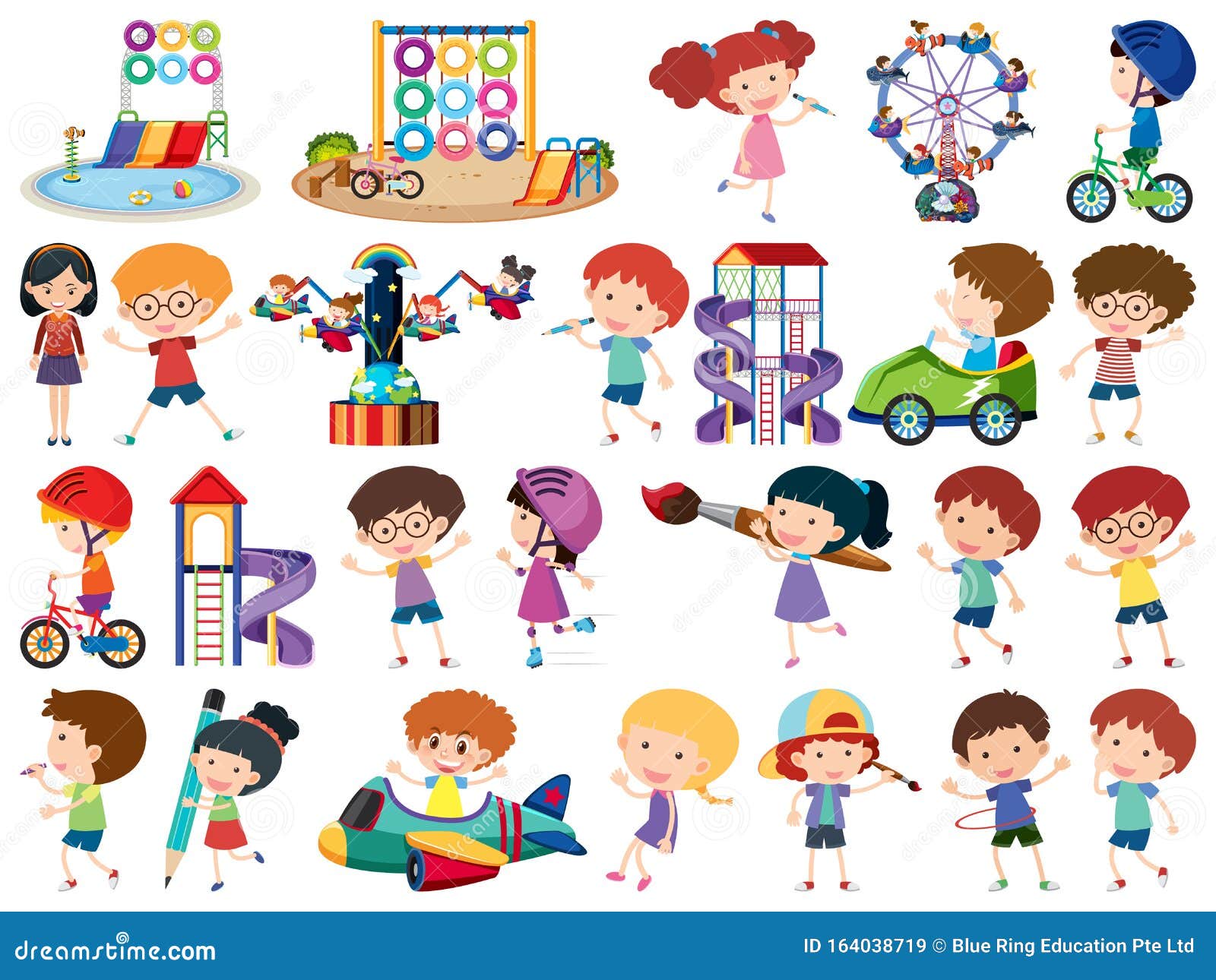Large Set of Isolated Objects of Kids and Playground Stock Vector ...