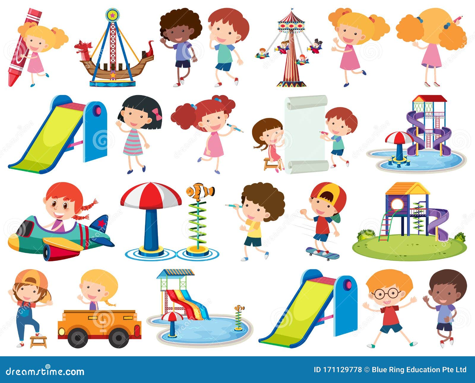 Large Set of Isolated Objects of Many Children Stock Illustration ...