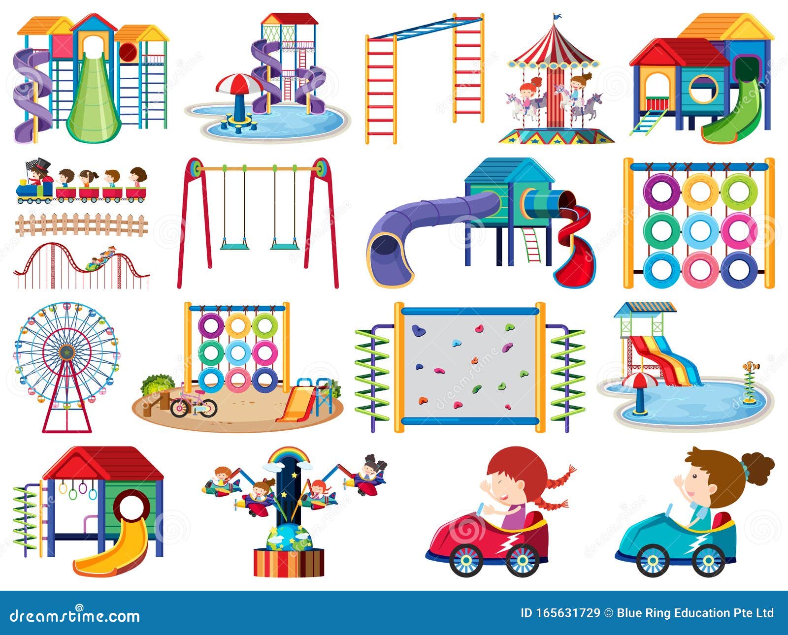 Large Set of Isolated Objects of Playground and Kids Stock Illustration ...