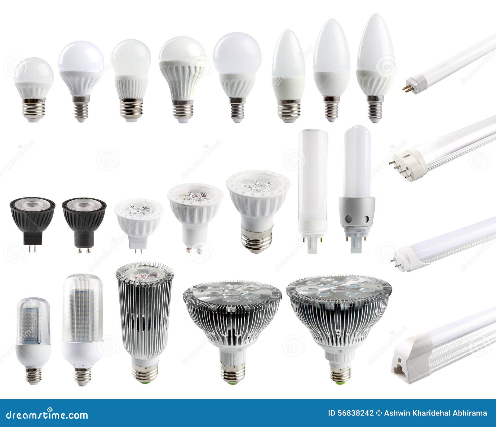 A Large Set of LED Bulbs Isolated. Stock Photo - Image of globe ...