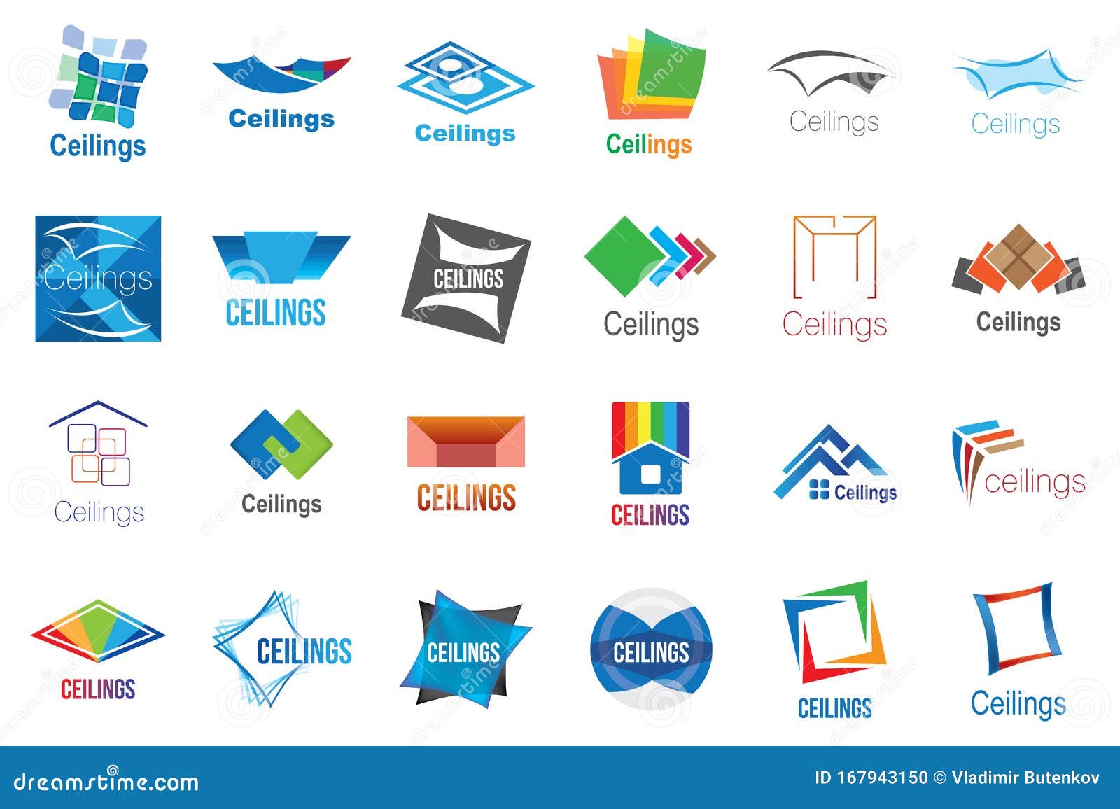 Large Set of Logos for Ceilings, Tiles Stock Illustration ...