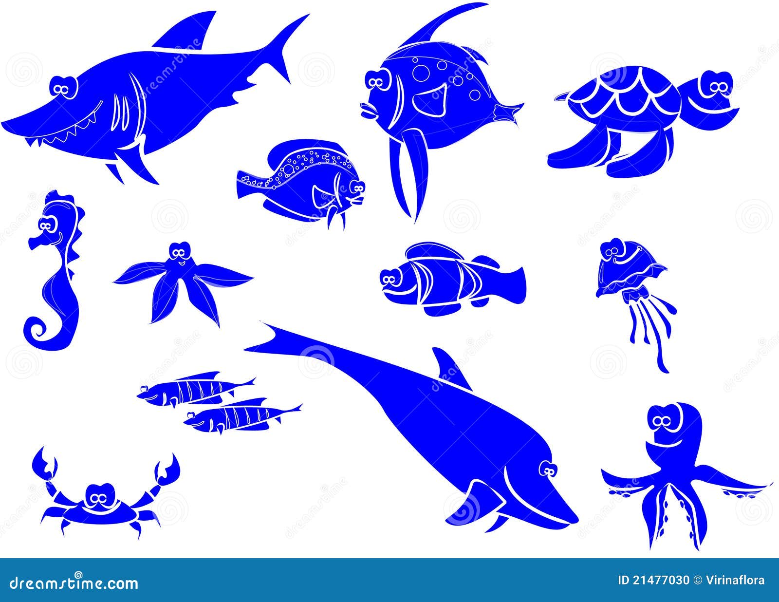 Large Set of Marine Fish,vector Stock Vector - Illustration of ocean ...