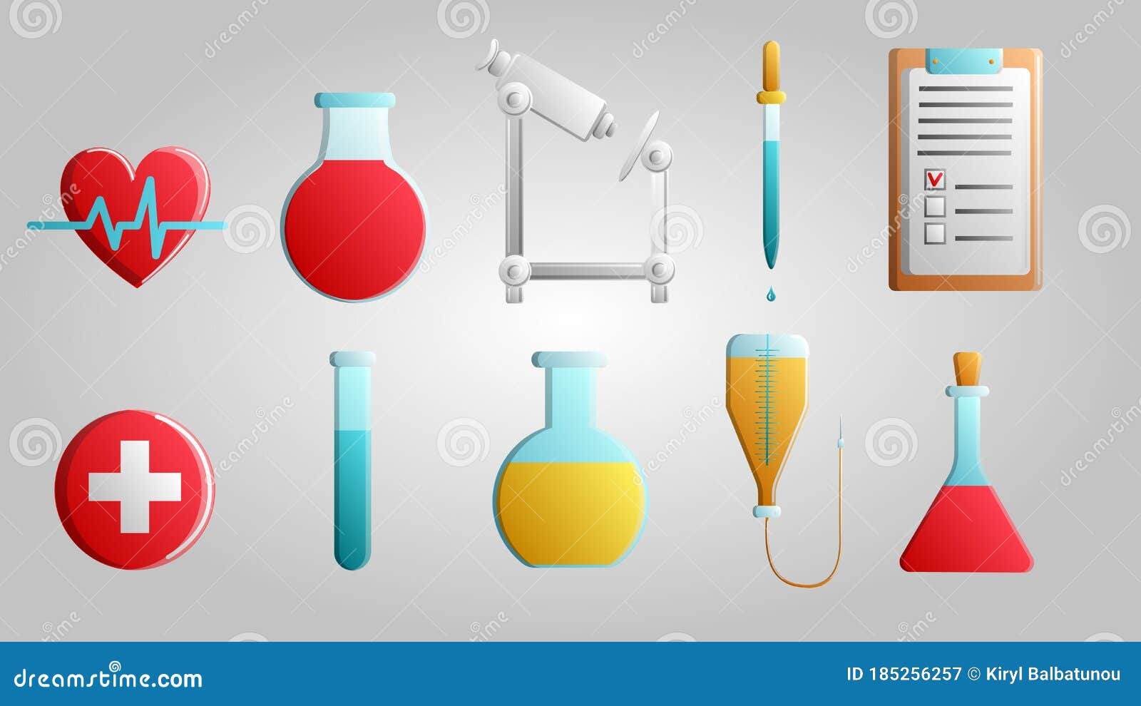 Large Set Of 10 Medical Scientific Medical Medical Items Icons With ...