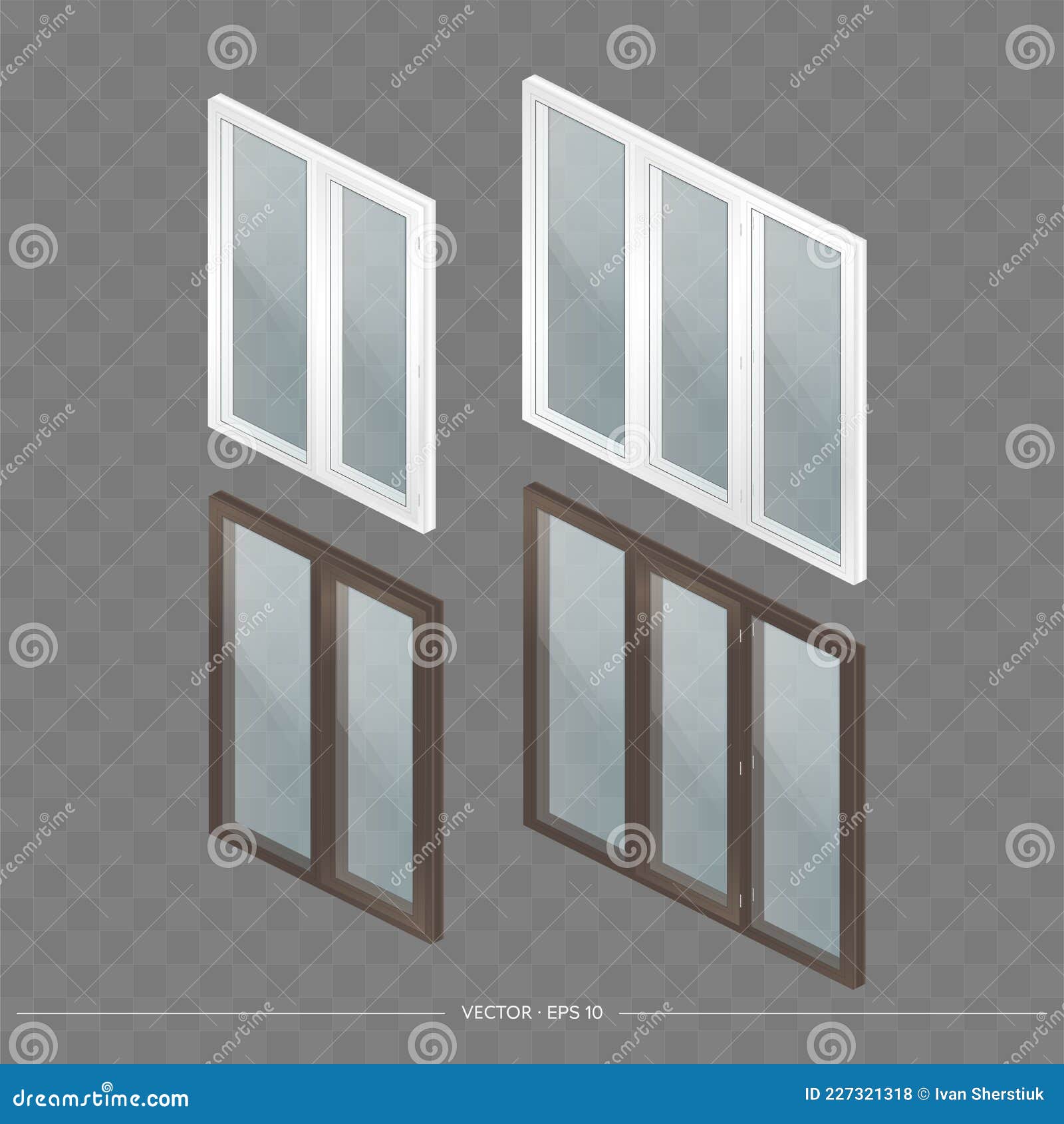 A Large Set of Metal-plastic Windows with Transparent Glasses in 3D ...