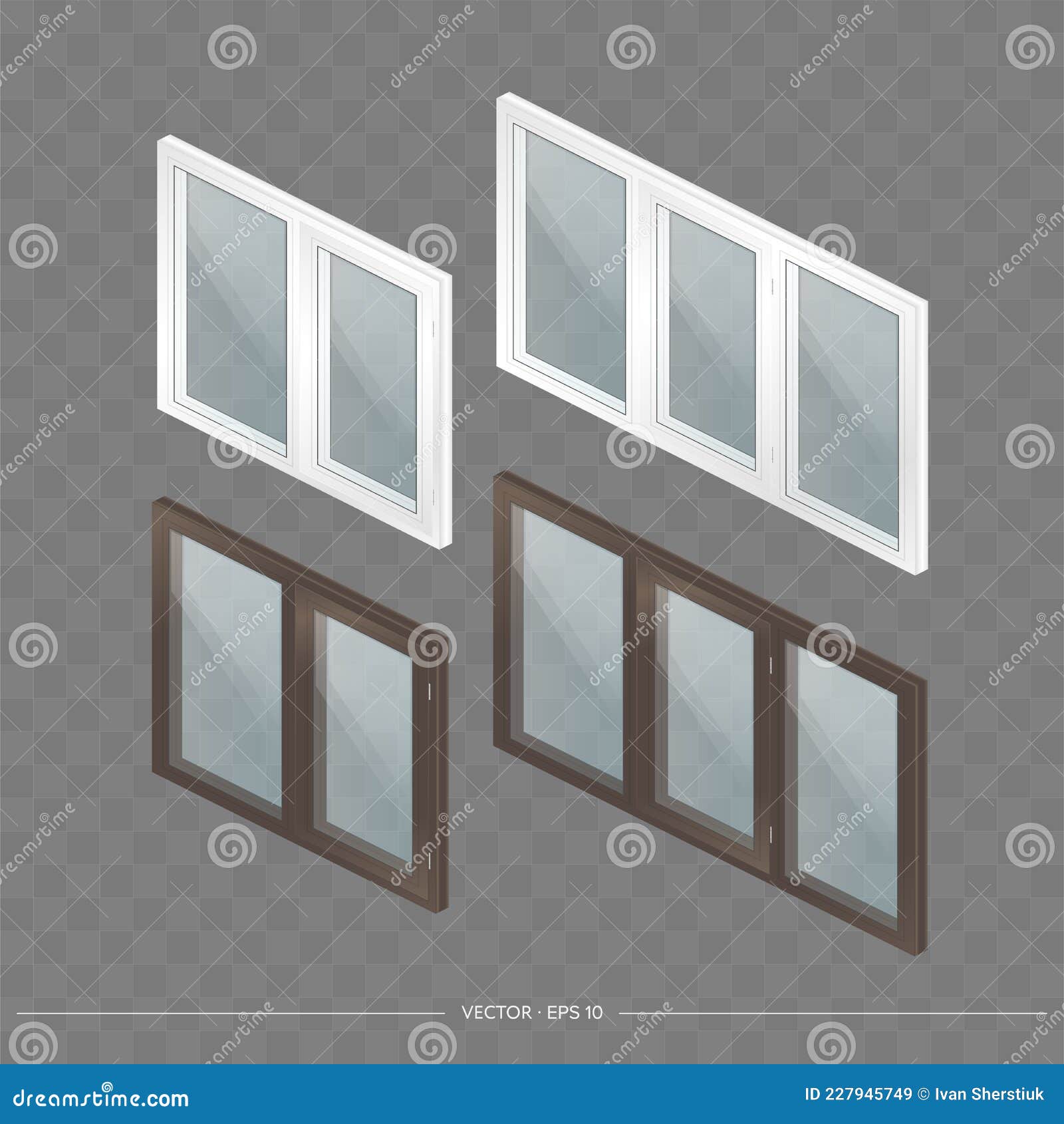 A Large Set of Metal-plastic Windows with Transparent Glasses in 3D ...