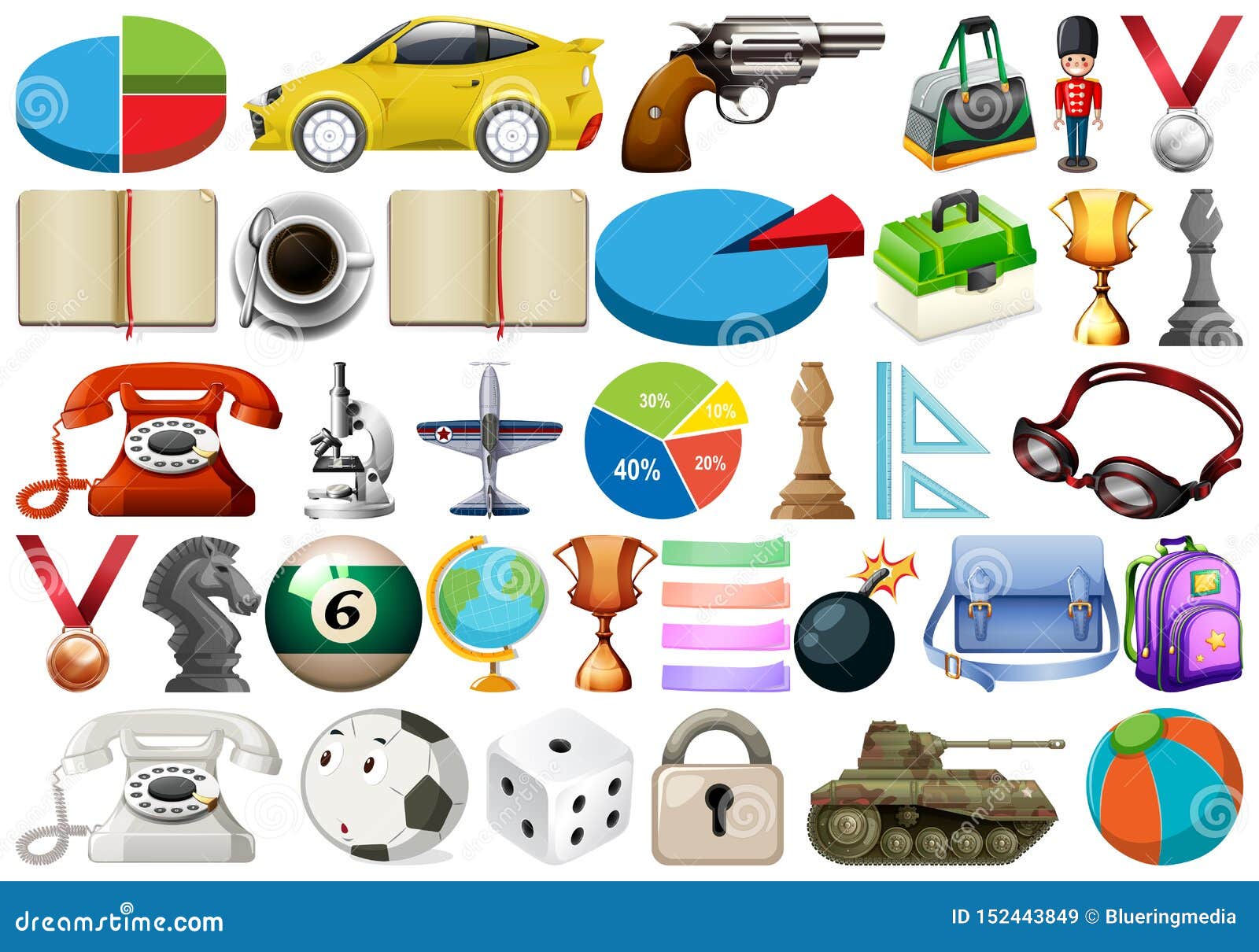 Large Set of Miscellaneous Objects Stock Vector - Illustration of ...