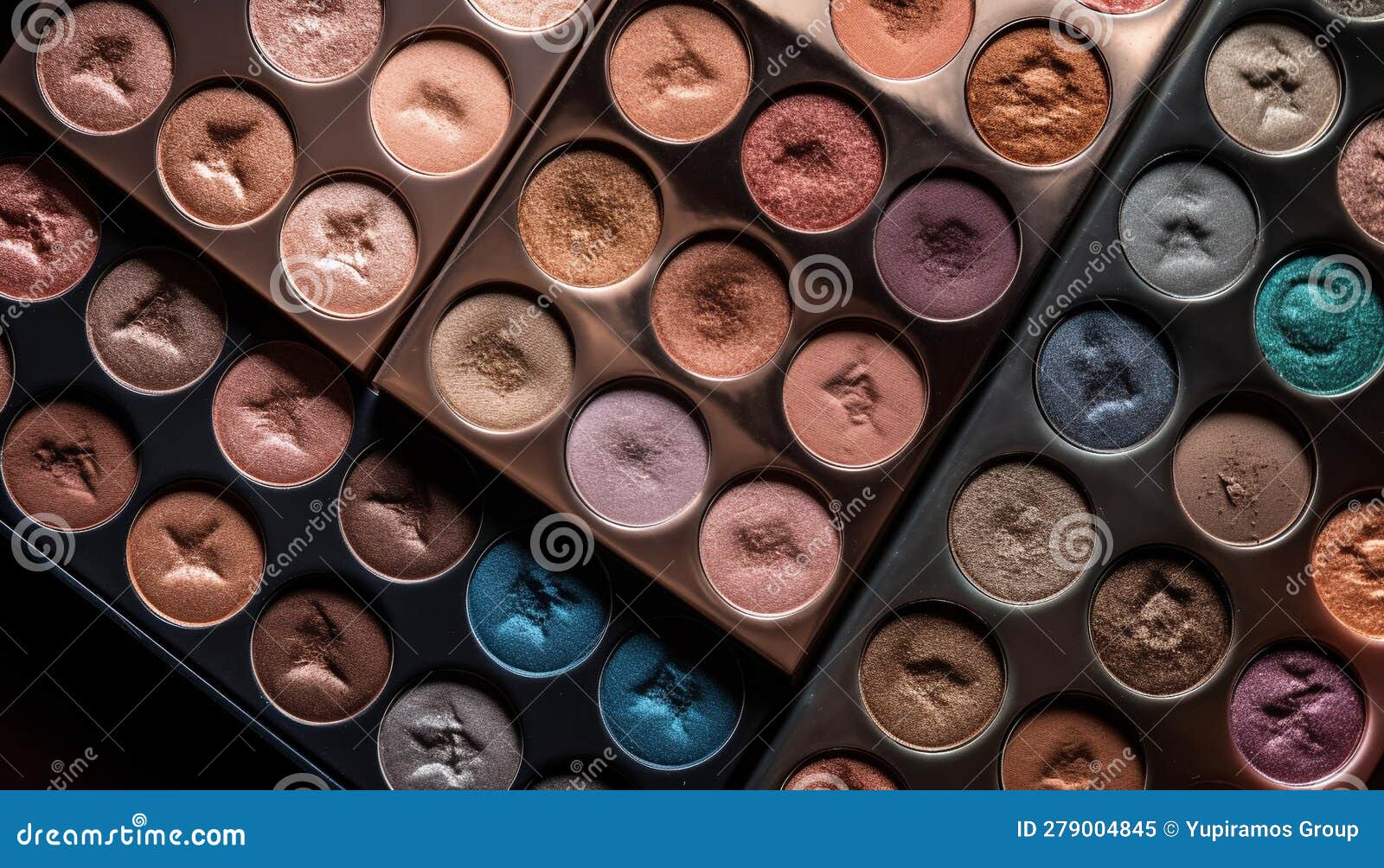 A Large Set of Multi Colored Eyeshadow Palette in a Row Generated by AI ...