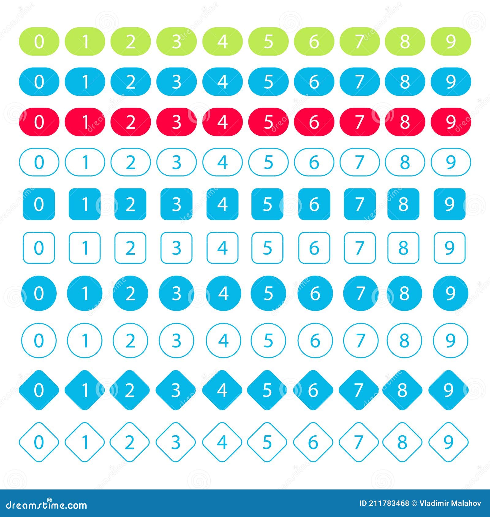 Large Set of Multicolored Notification Icons with Numbers. Stock ...