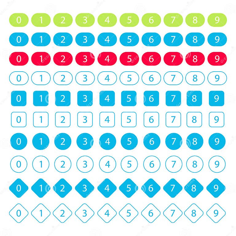 Large Set of Multicolored Notification Icons with Numbers. Stock ...